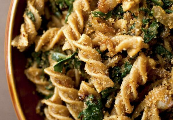 Pasta With Caramelized Onion, Swiss Chard and Garlicky Bread Crumbs ...