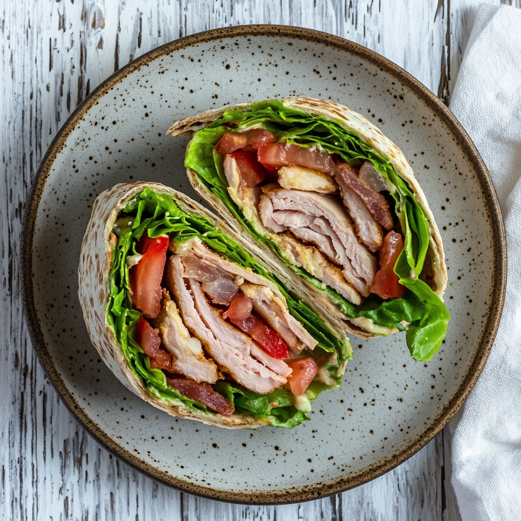 Loaded Turkey Club Wrap with Crispy Bacon & Fresh Vegetables Recipe ...