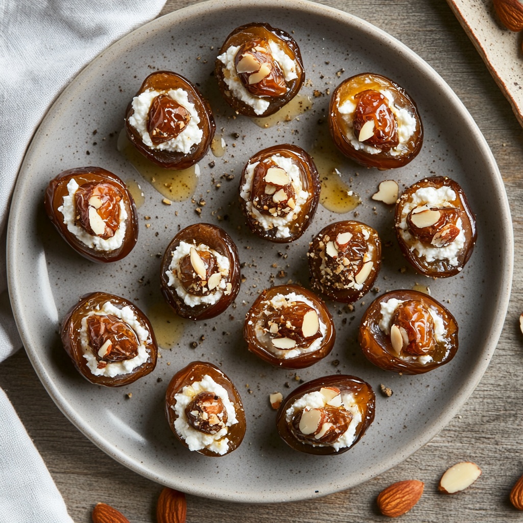 Sweet-Savory Almond-Crusted Goat Cheese Stuffed Medjool Dates Recipe ...