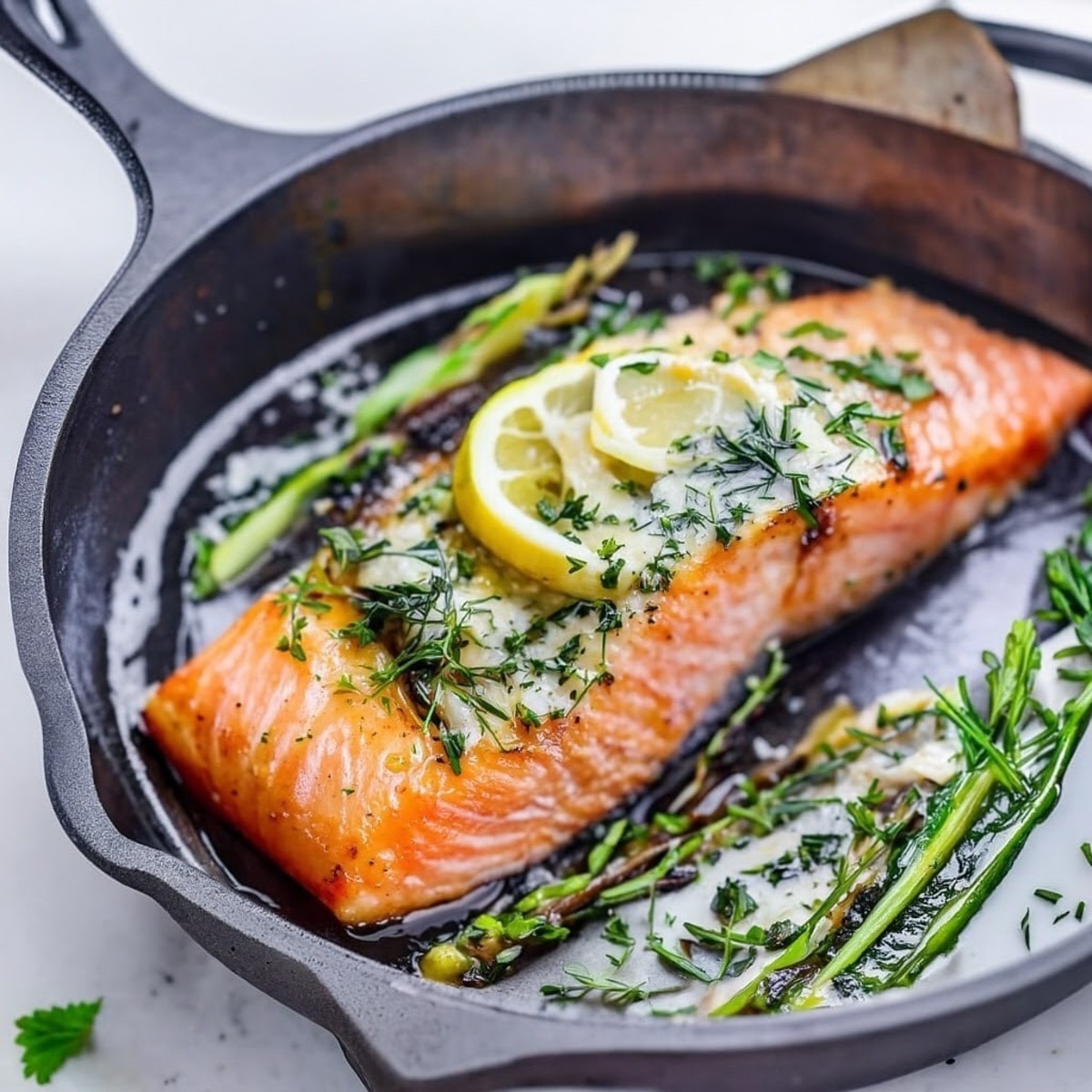 Cast Iron Salmon with Lemon Herb Butter Recipe - Instacart